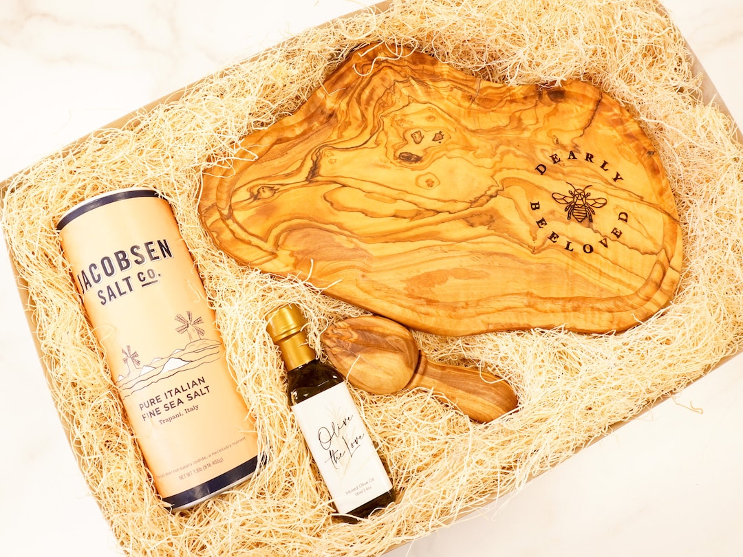 Amalfi Inspired Olive Wood Gift Set | Corporate Gift Box for Clients ...