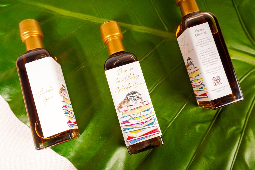 Custom Olive Oil Favor | Happy Birthday Favor | Infused Oil Favor ...