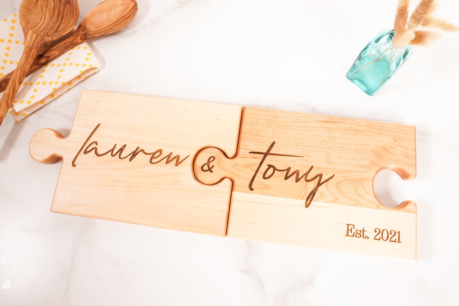 Personalized Cutting Board Maple Puzzle Cutting Board - Etsy