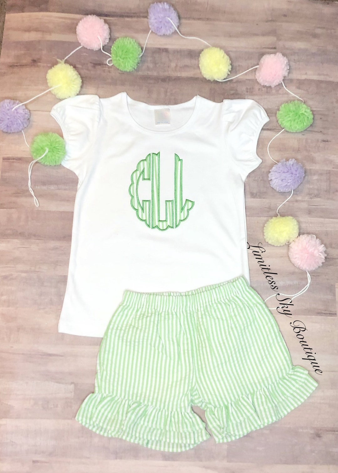 Seersucker Ruffle Shorts With Monogrammed Ruffle Top - Etsy