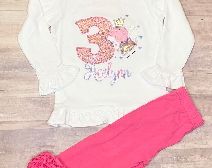 Girl Pig Inspired Birthday Outfit W/ Ruffle Pants - Etsy