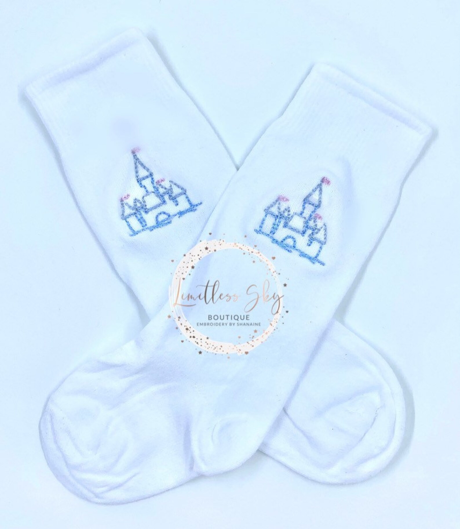 Knee High Socks With Embroidery Design-cotton - Etsy
