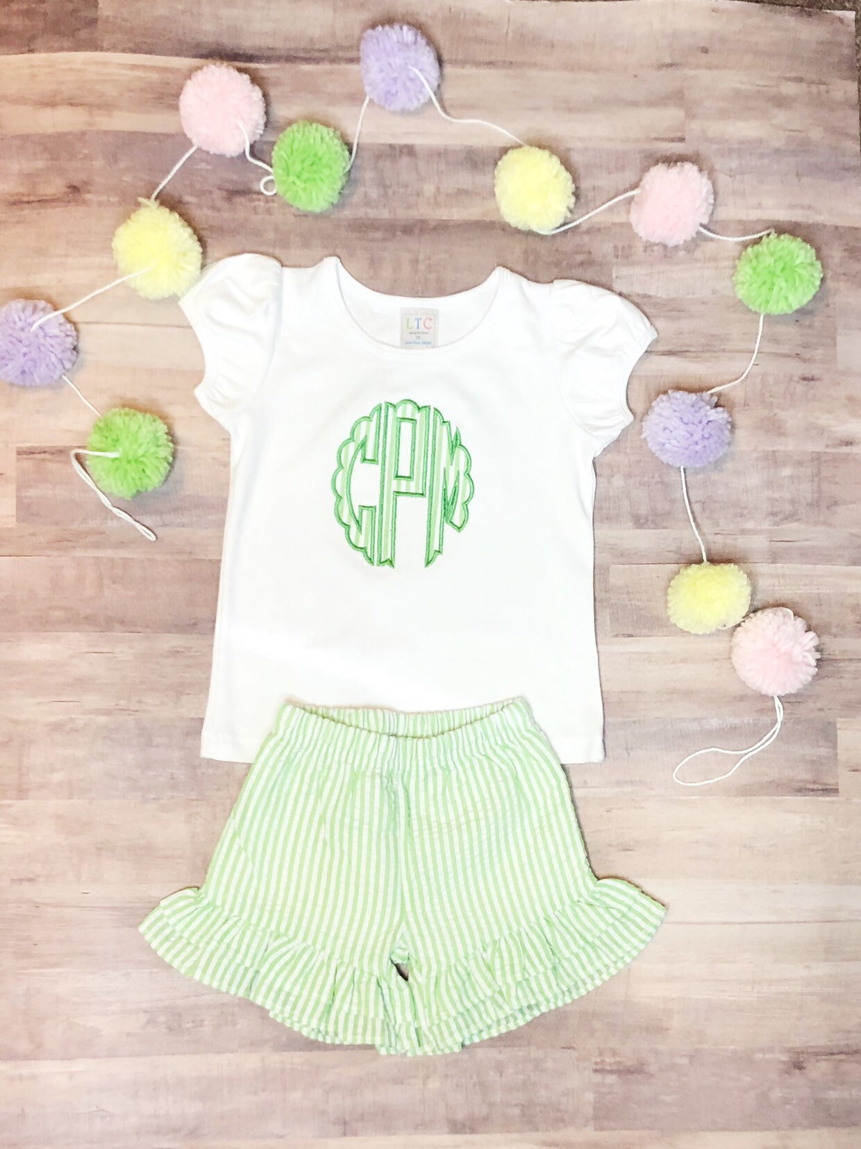 Seersucker Ruffle Shorts With Monogrammed Ruffle Top | Etsy