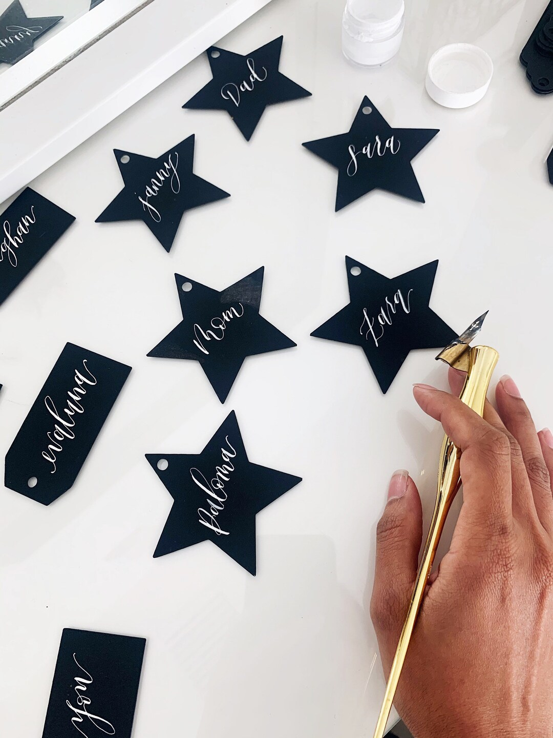 Calligraphy Gift Tags, Personalized Gift Tags, Black Tags, Wedding ...