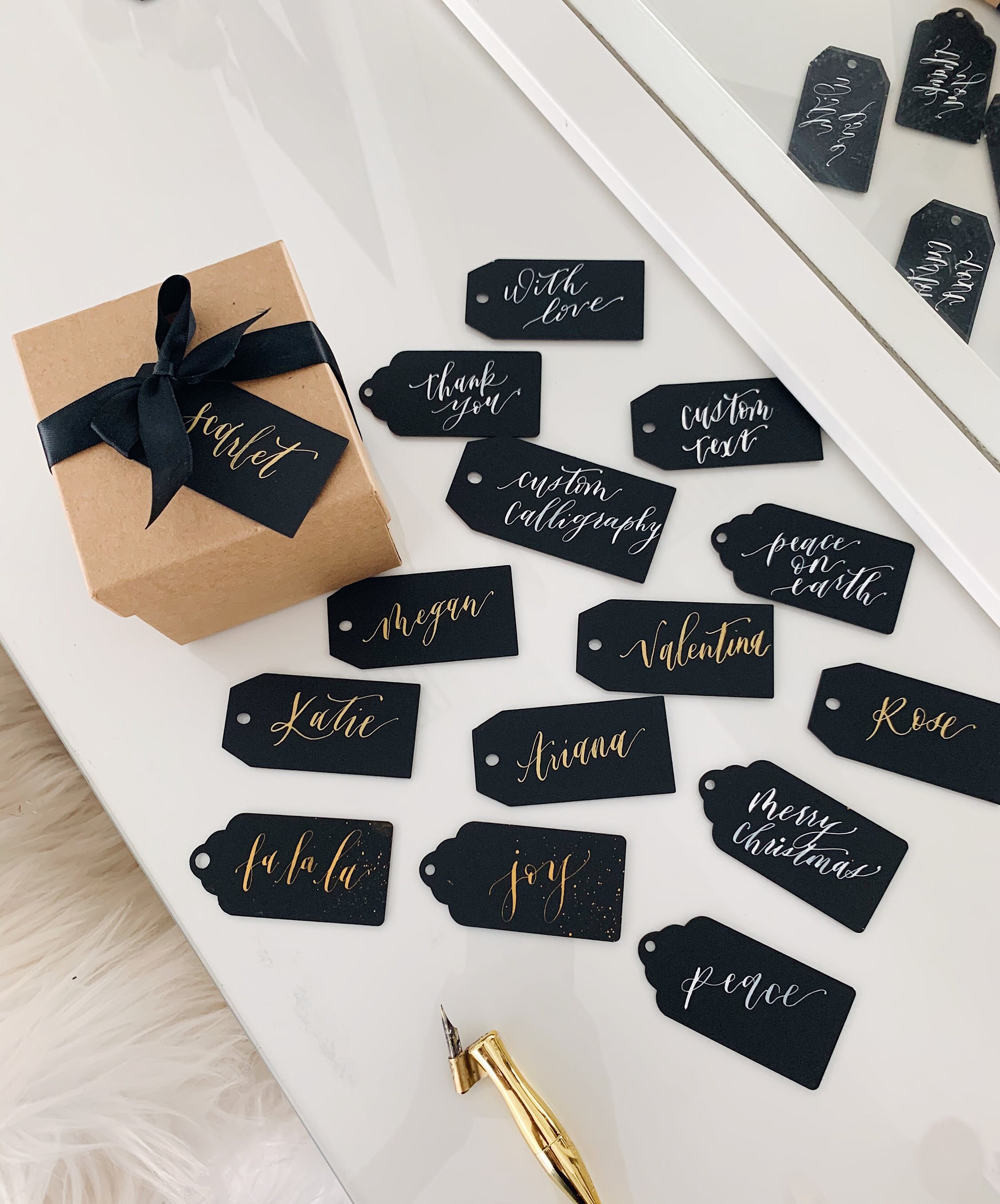 Calligraphy Gift Tags Personalized Gift Tags Black Tags - Etsy