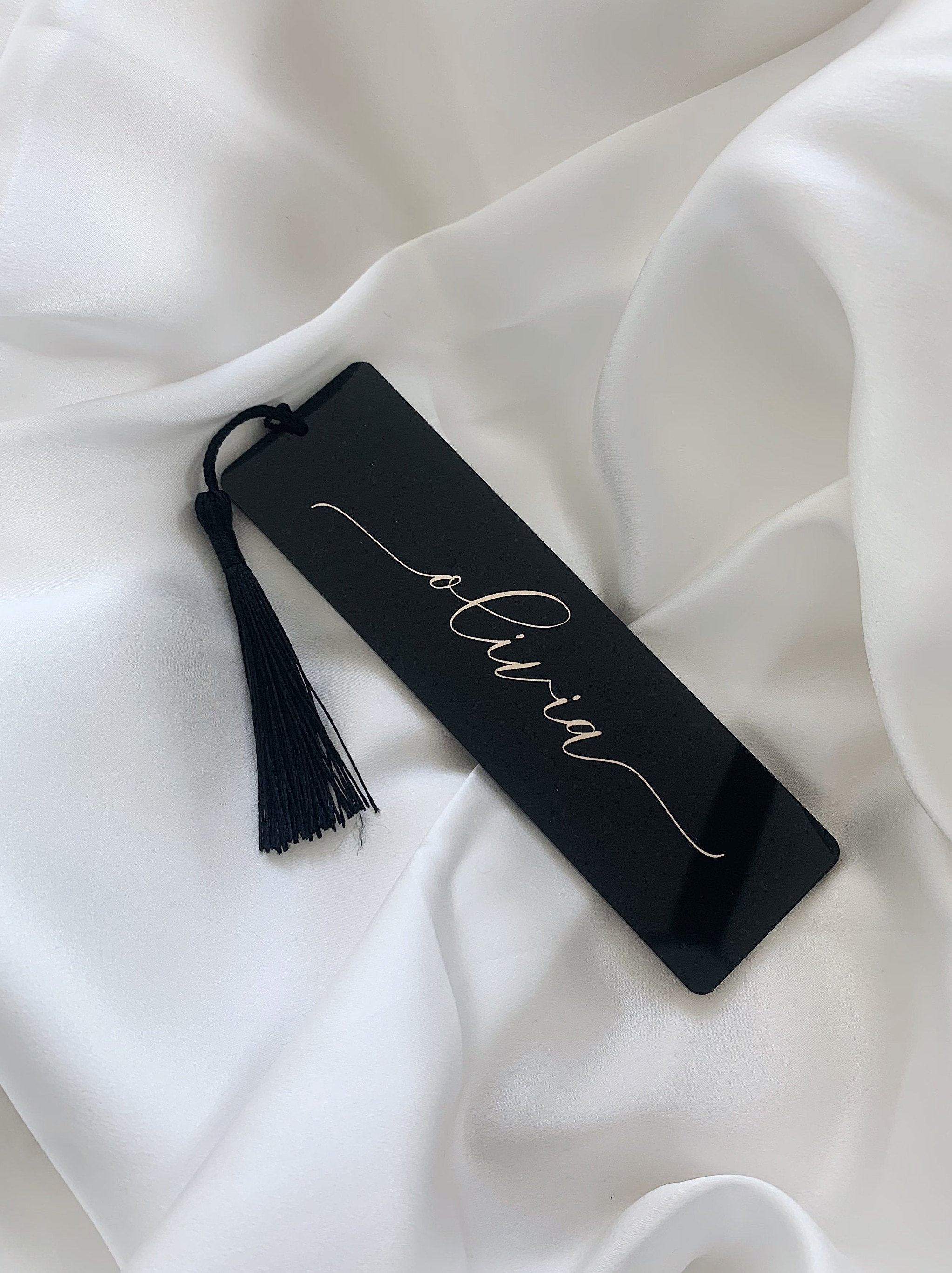 Personalized Bookmarks Black Acrylic Calligraphy Bookmark | Etsy