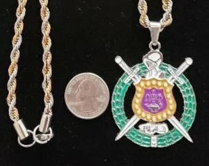 Omega Psi Phi Pendant With Pearls With Stainless Steel Silver & Gold ...