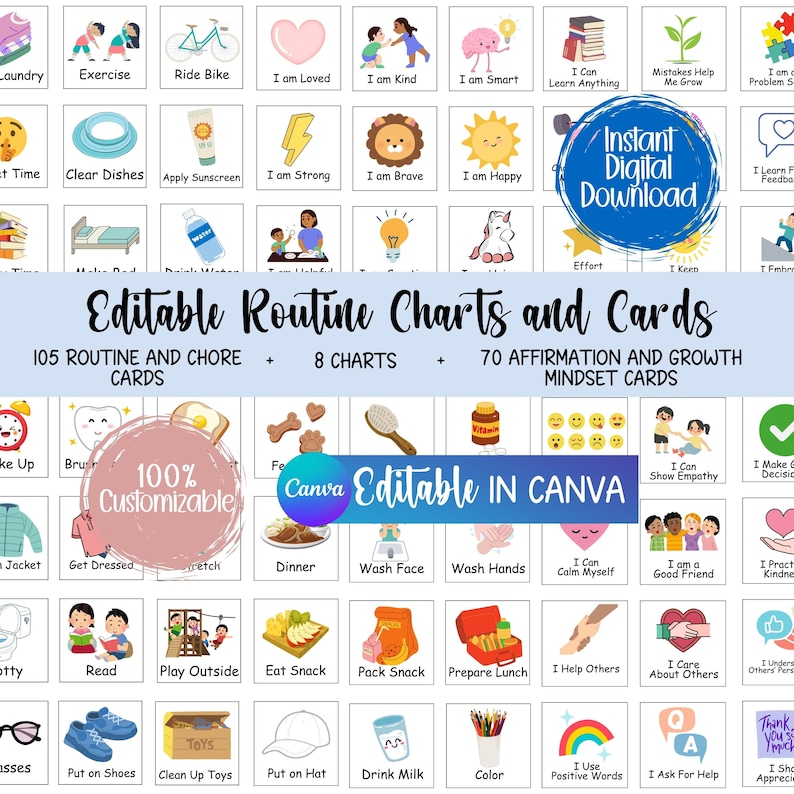 Daily Routine Chart, Visual Schedule, Chore Chart, ADHD, Autism, Daily ...