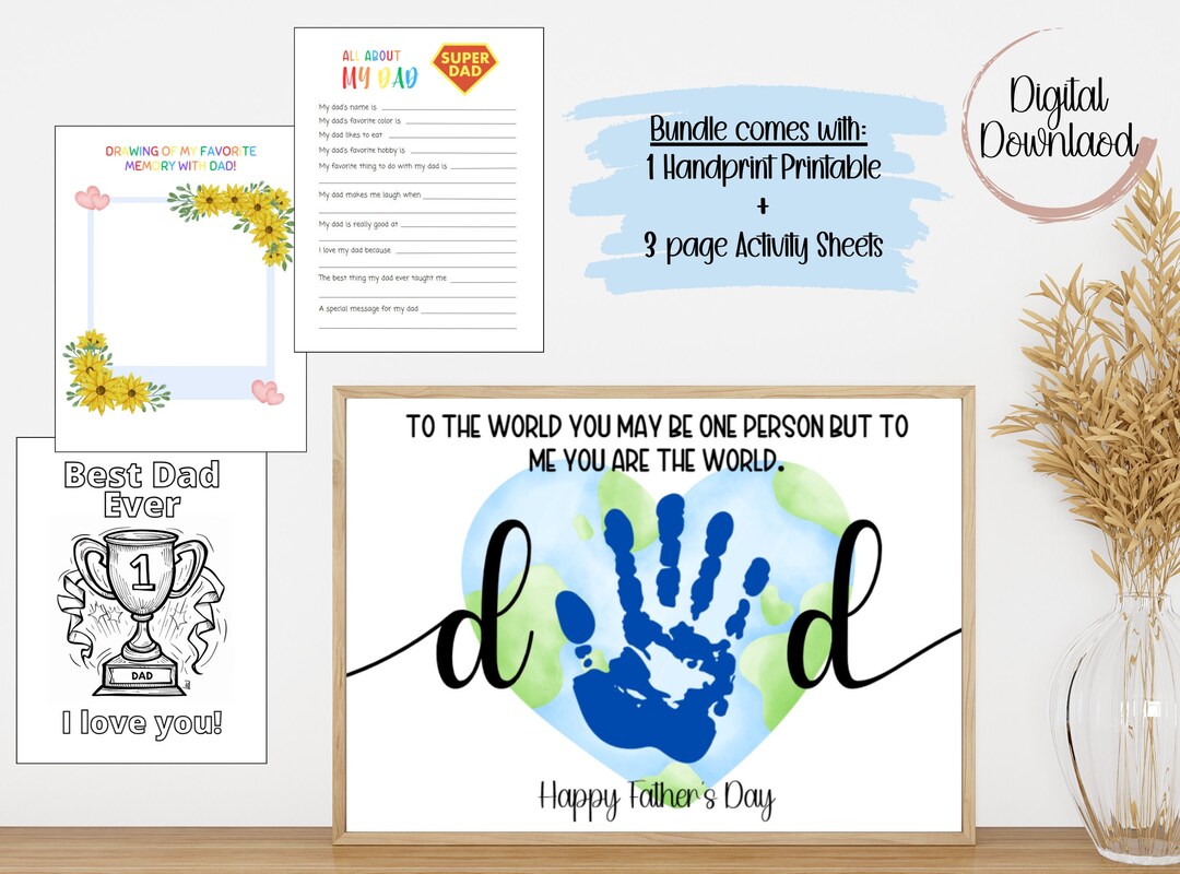 Father's Day Handprint Printable and All About Dad Activity Sheet ...