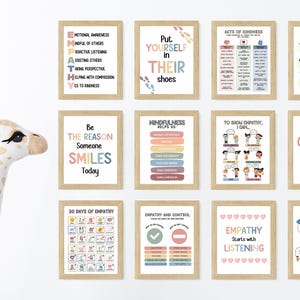 Educational Posters for Kids, Set of 12 Empathy and Kindness Posters ...