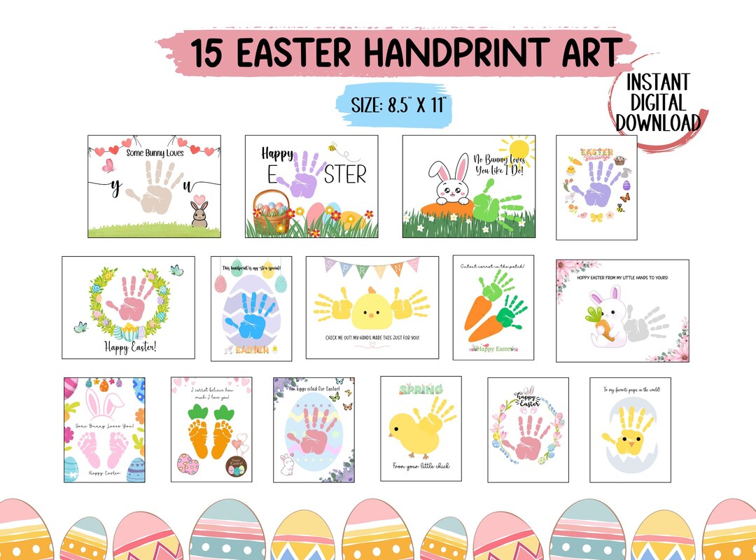 Easter Spring Handprint Printable Art Bundle, Easter Craft, Printable ...