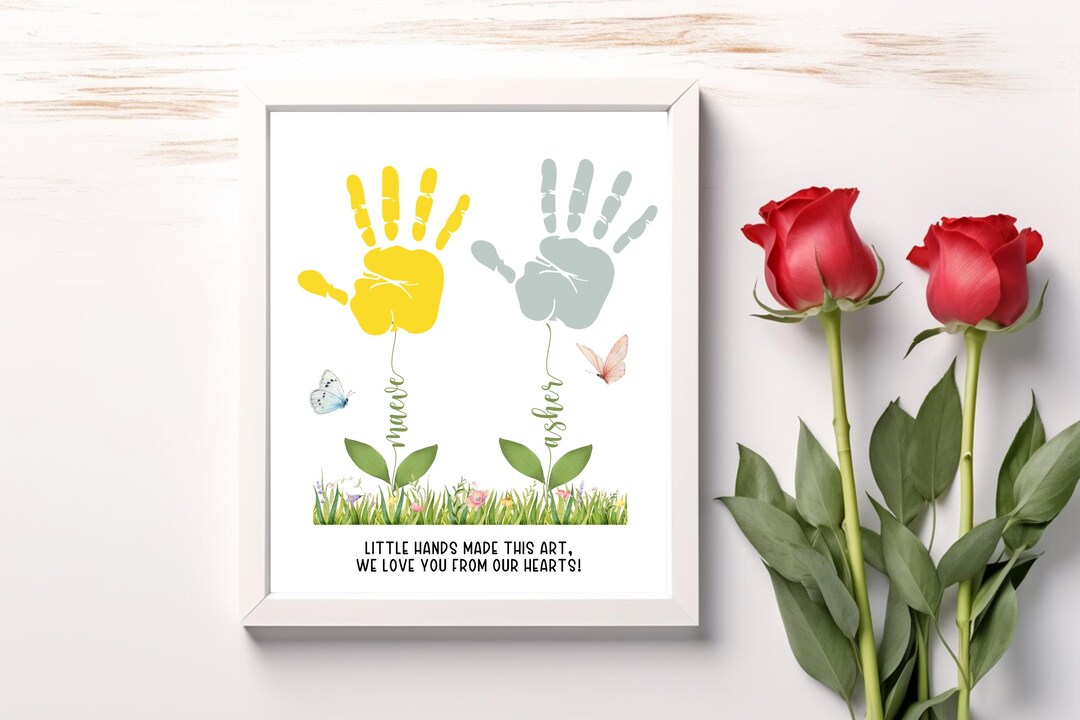Personalized Digital Printable Handprint Floral Art, Birthdays, Mother ...