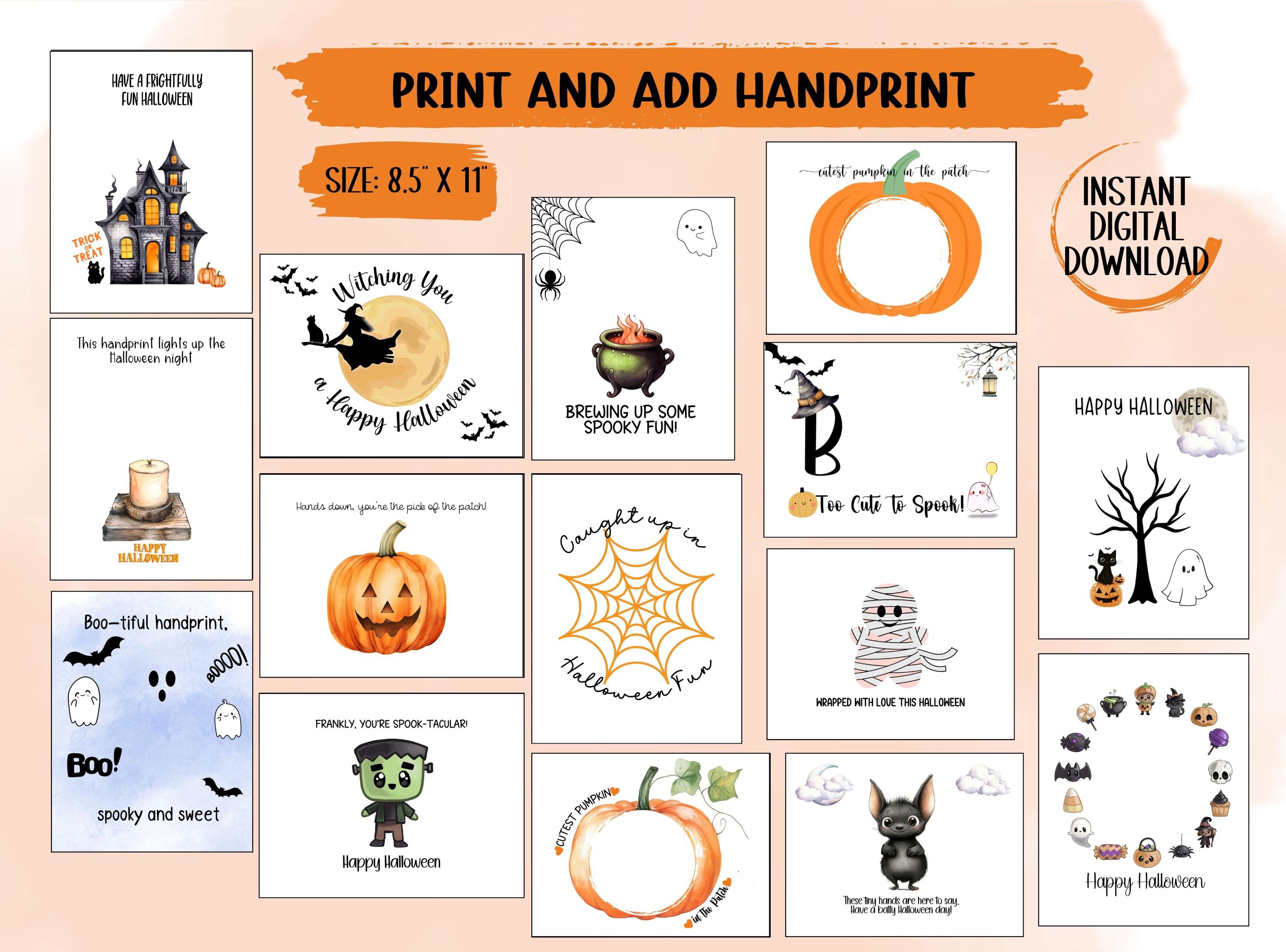 20 Halloween Handprint Printable Art Bundle, Halloween Craft, Printable ...