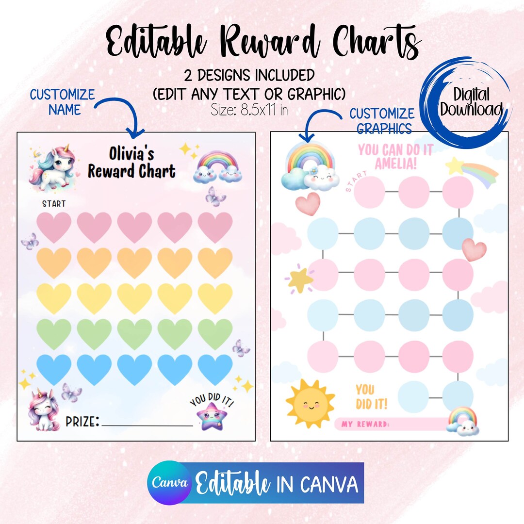 Kids Reward Chart, Unicorn Printable Behavioral Chart, Kids Routine ...