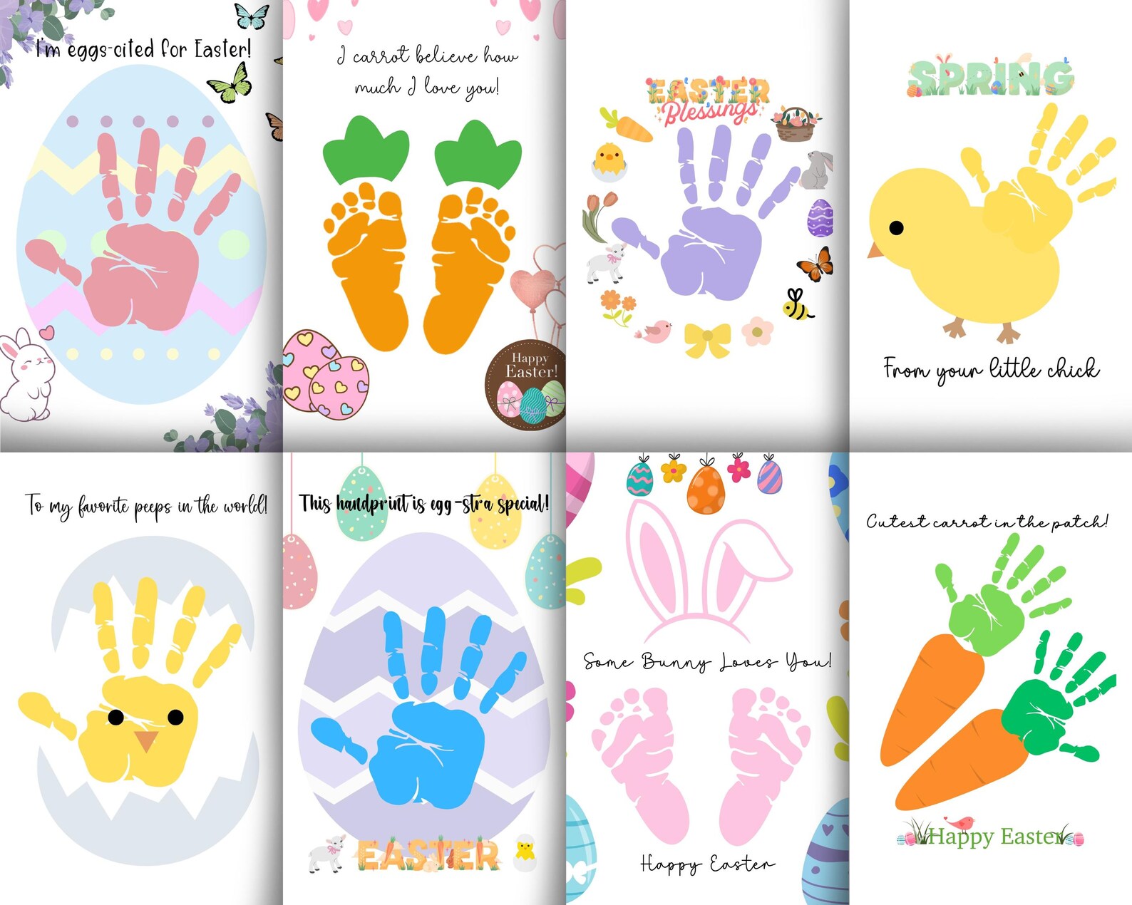 Easter Spring Handprint Printable Art Bundle, Easter Craft, Printable ...
