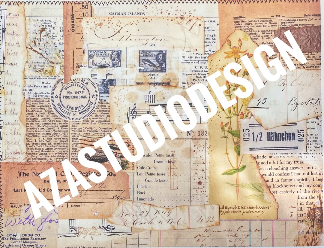Printed Collage Master Board, Collage Paper, Junk Journal Page ...