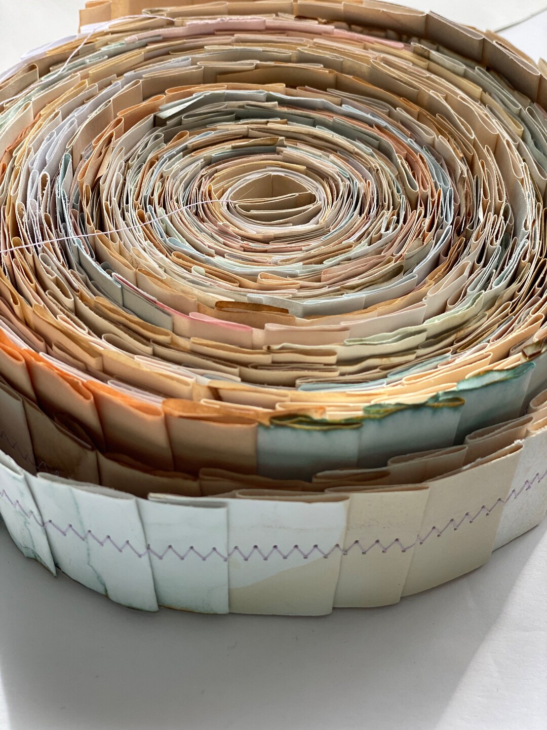 Dyed Stitched Paper Ruffles 2, Junk Journal,paper, Ruffle Rolls, Mixed ...