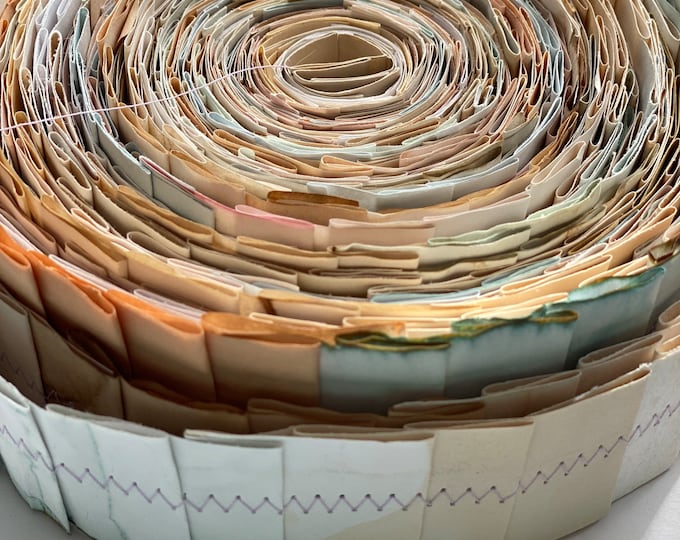 Dyed Stitched Paper Ruffles 2, Junk Journal,paper, Ruffle Rolls, Mixed ...