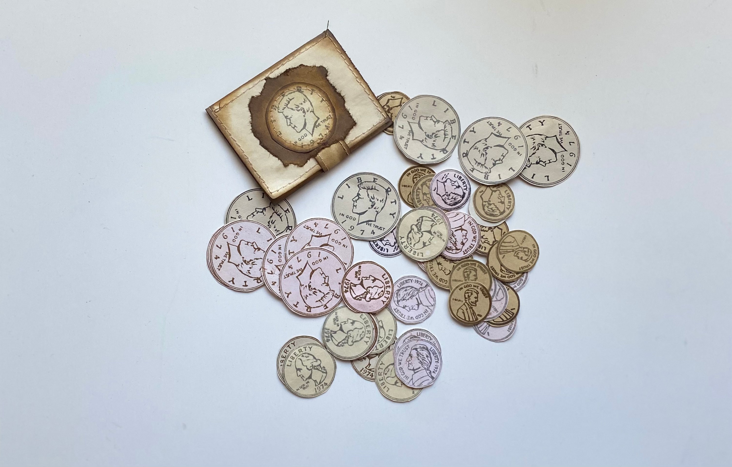 Stamped Coins, Paper Coins, Unique Coins, Junk Journal Coins, Hand ...