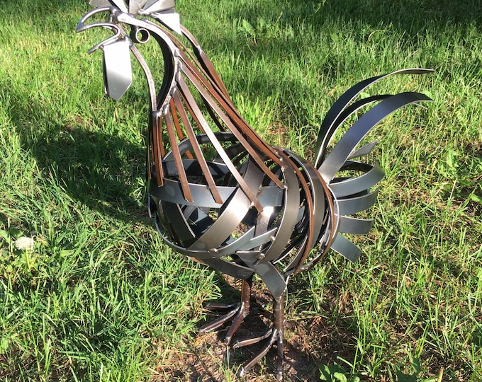 Heavy Metal Rooster Sculpture - Etsy