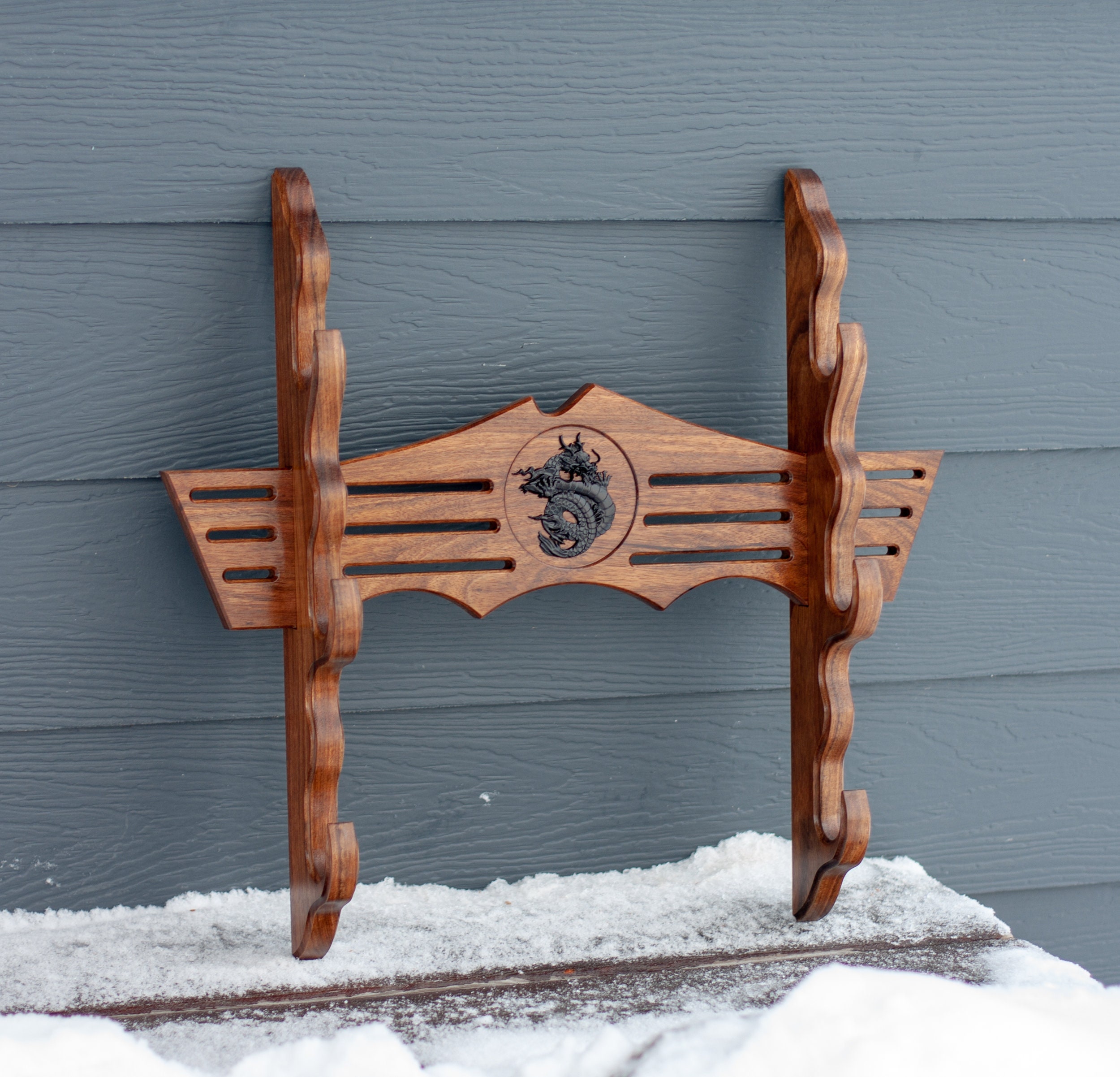 Wooden Japanese sword stand Triple sword wall mount Katana | Etsy