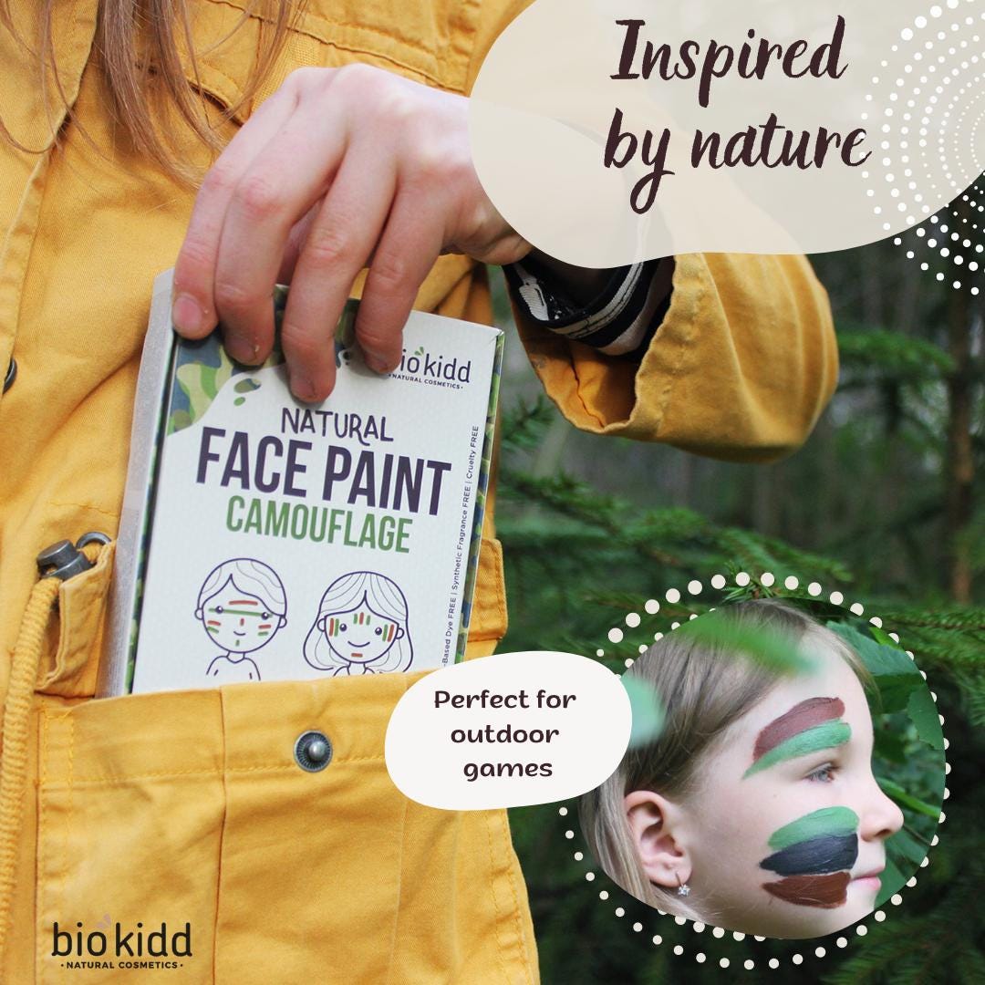 Biokidd Natural Face and Body Paint Army Camouflage Washable Cream Kit ...