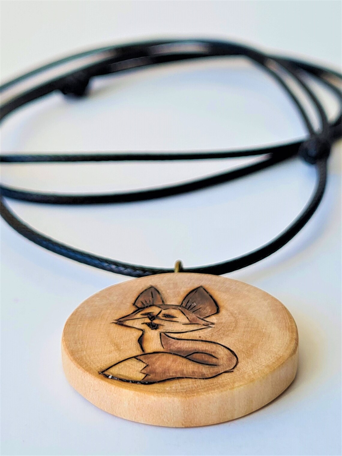 Wood Necklace. Fox Amulet. Fox Jewelry. Pyrography Pendant. - Etsy
