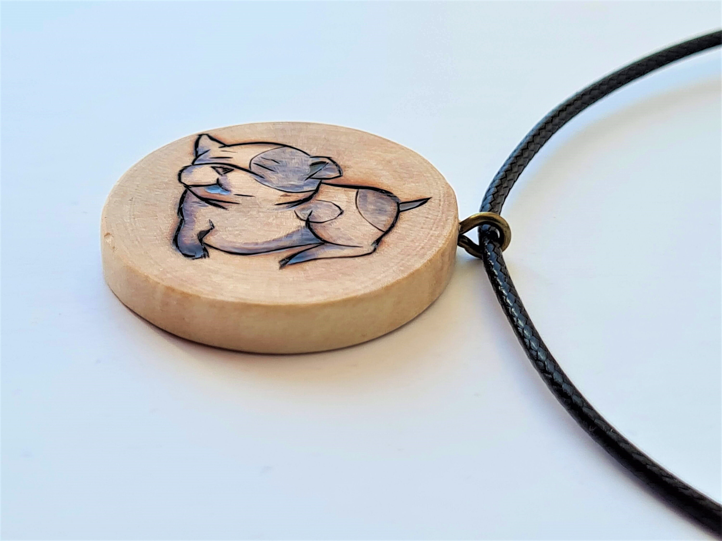 Wood Necklace. Dog Amulet. Dog Jewelry. Pyrography Pendant. Woodburning ...