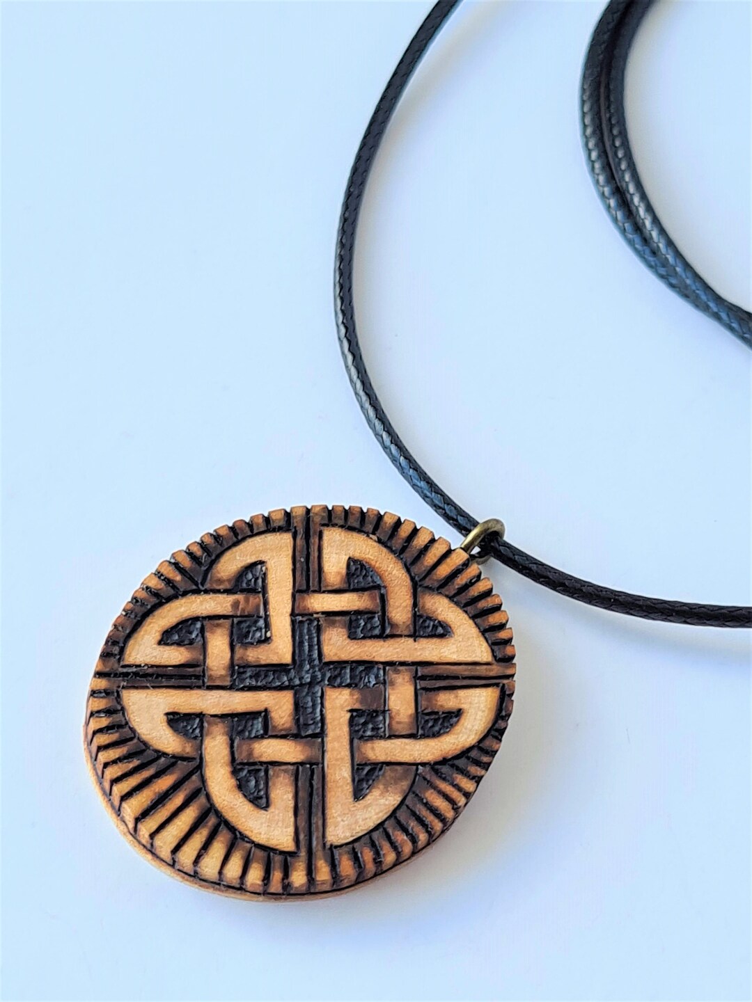Wood Necklace. Shaman Amulet. Pagan Jewelry. Pyrography Pendant. Wood ...