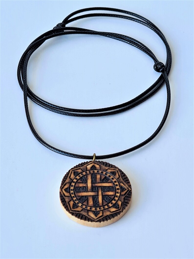 Wood Necklace. Shaman Amulet. Pagan Jewelry. Pyrography Pendant. Wood ...