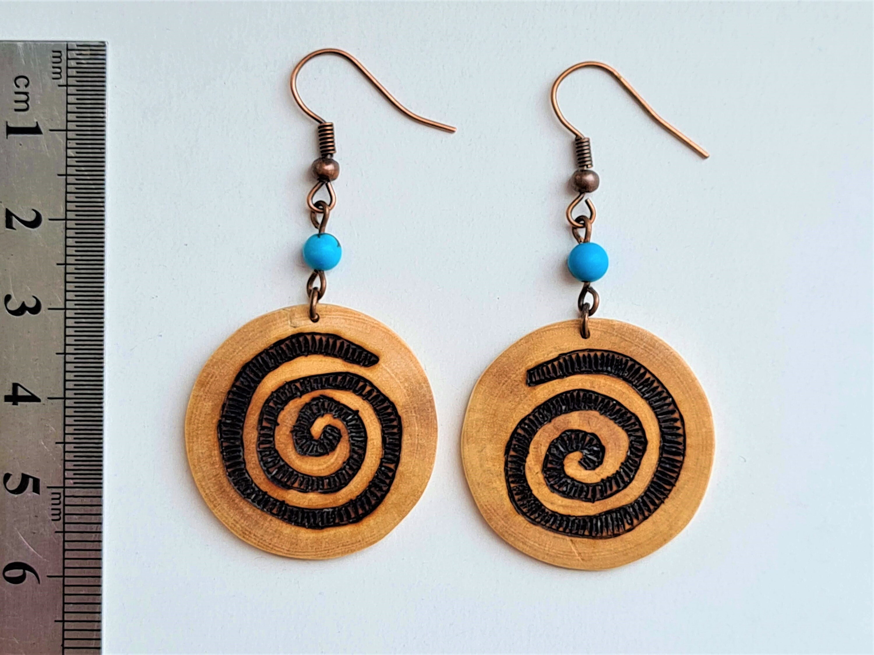 Wood Earrings, Pagan Jewelry, Pyrography Art, Woodburning Earrings ...