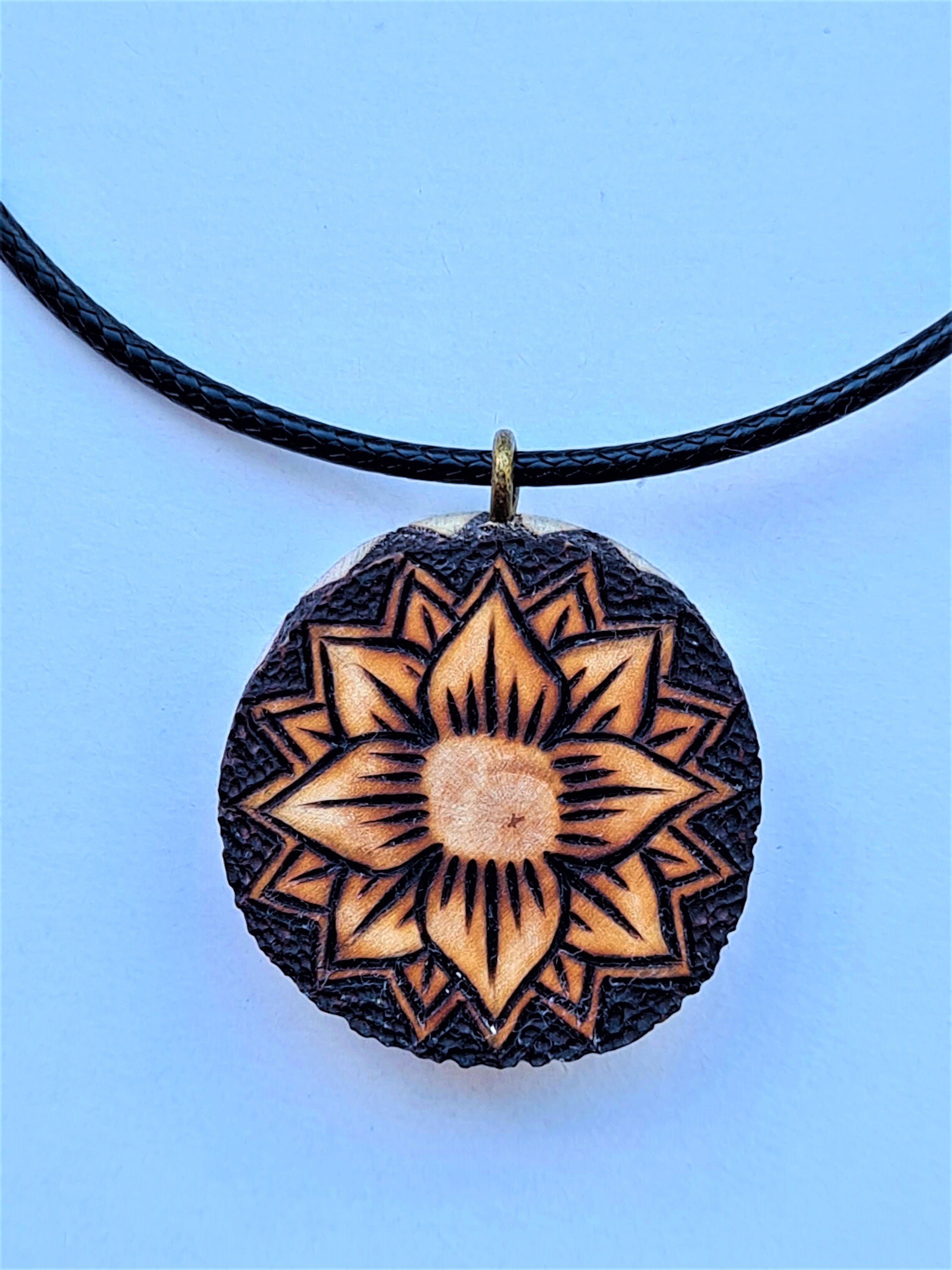 Wood Necklace. Shaman Amulet. Pagan Jewelry. Pyrography Art ...