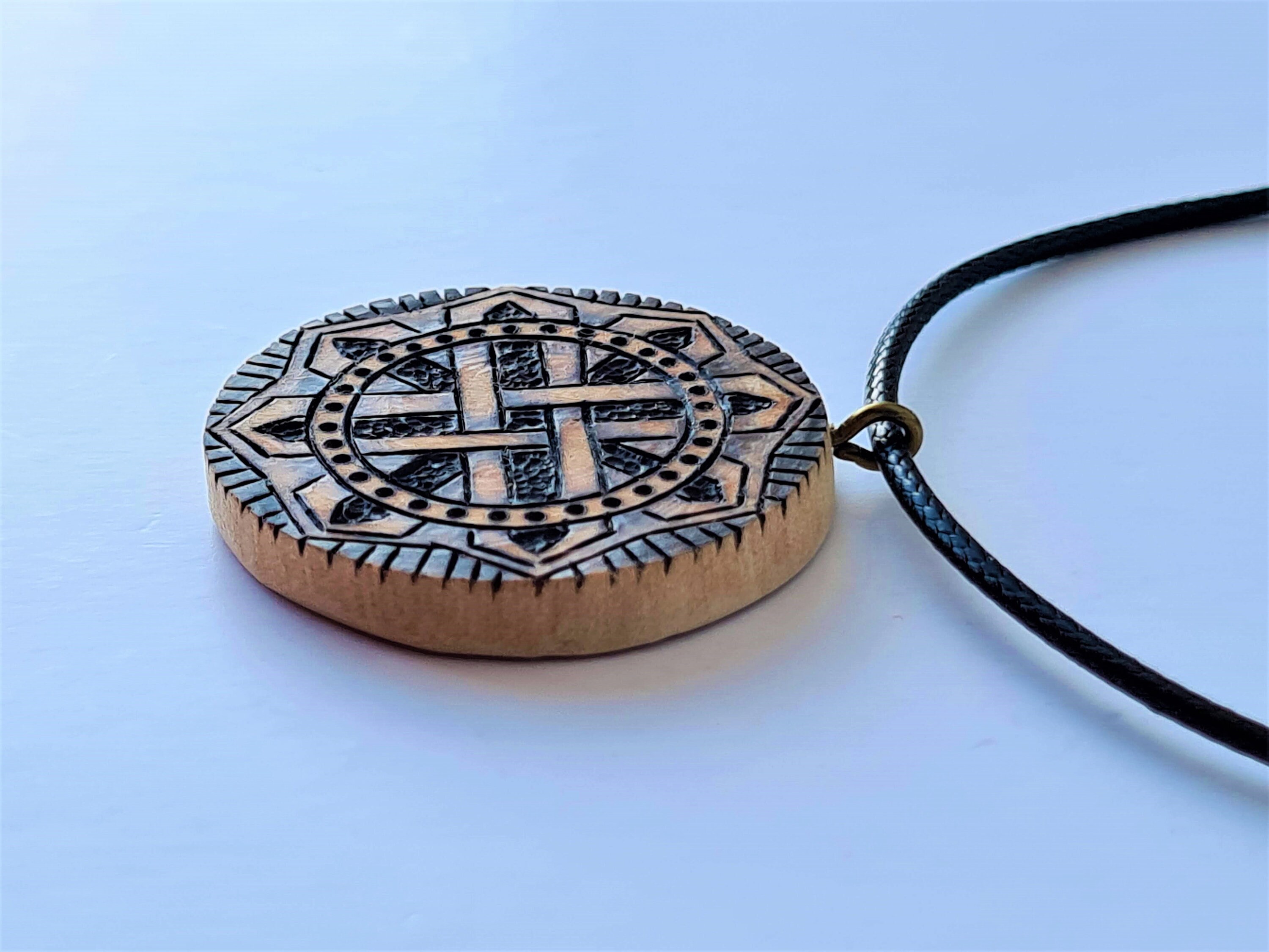 Wood Necklace. Shaman Amulet. Pagan Jewelry. Pyrography Pendant. Wood ...