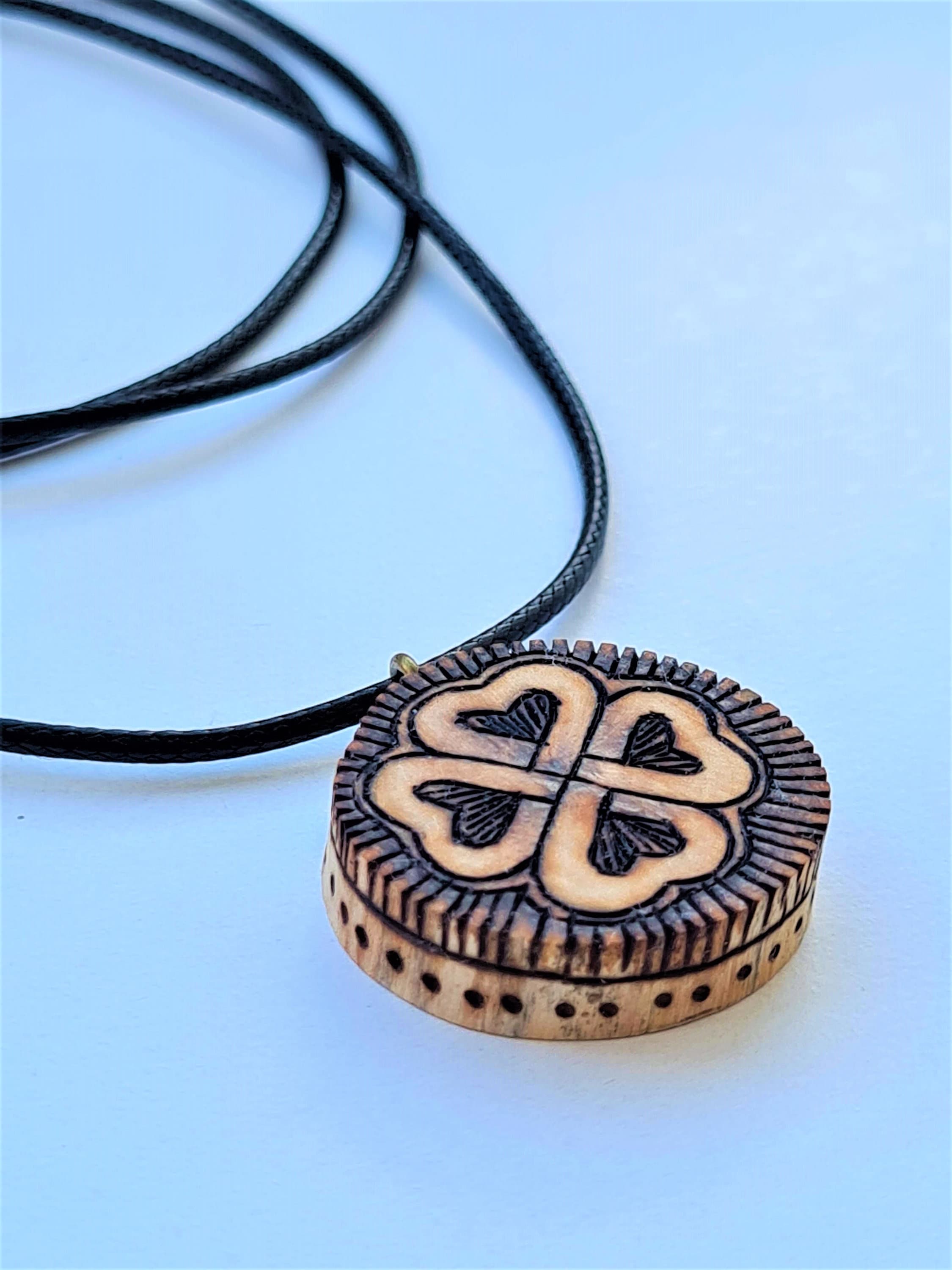Wood Necklace. Shaman Amulet. Pagan Jewelry. Pyrography Pendant. Wood ...