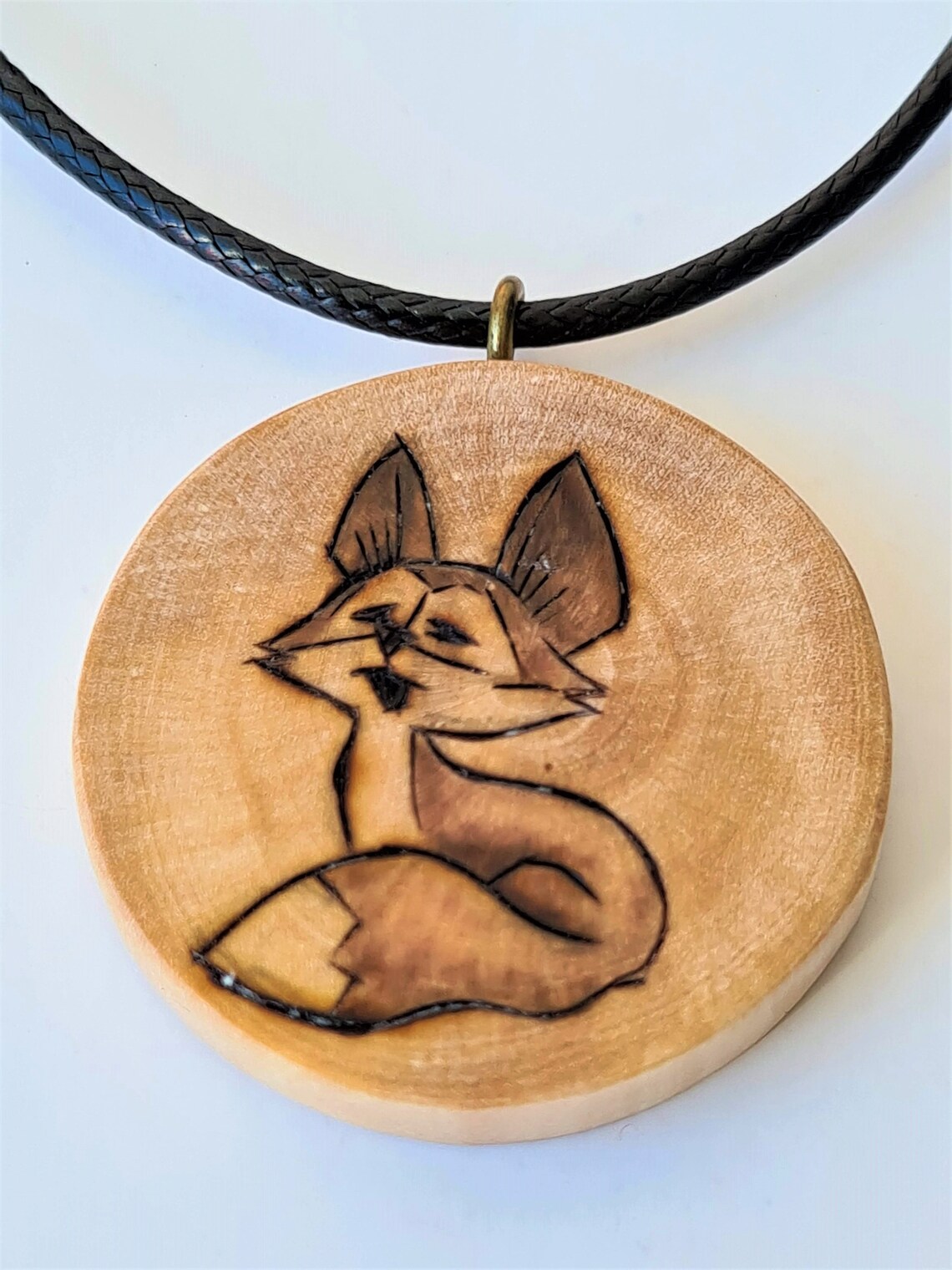 Wood Necklace. Fox Amulet. Fox Jewelry. Pyrography Pendant. - Etsy