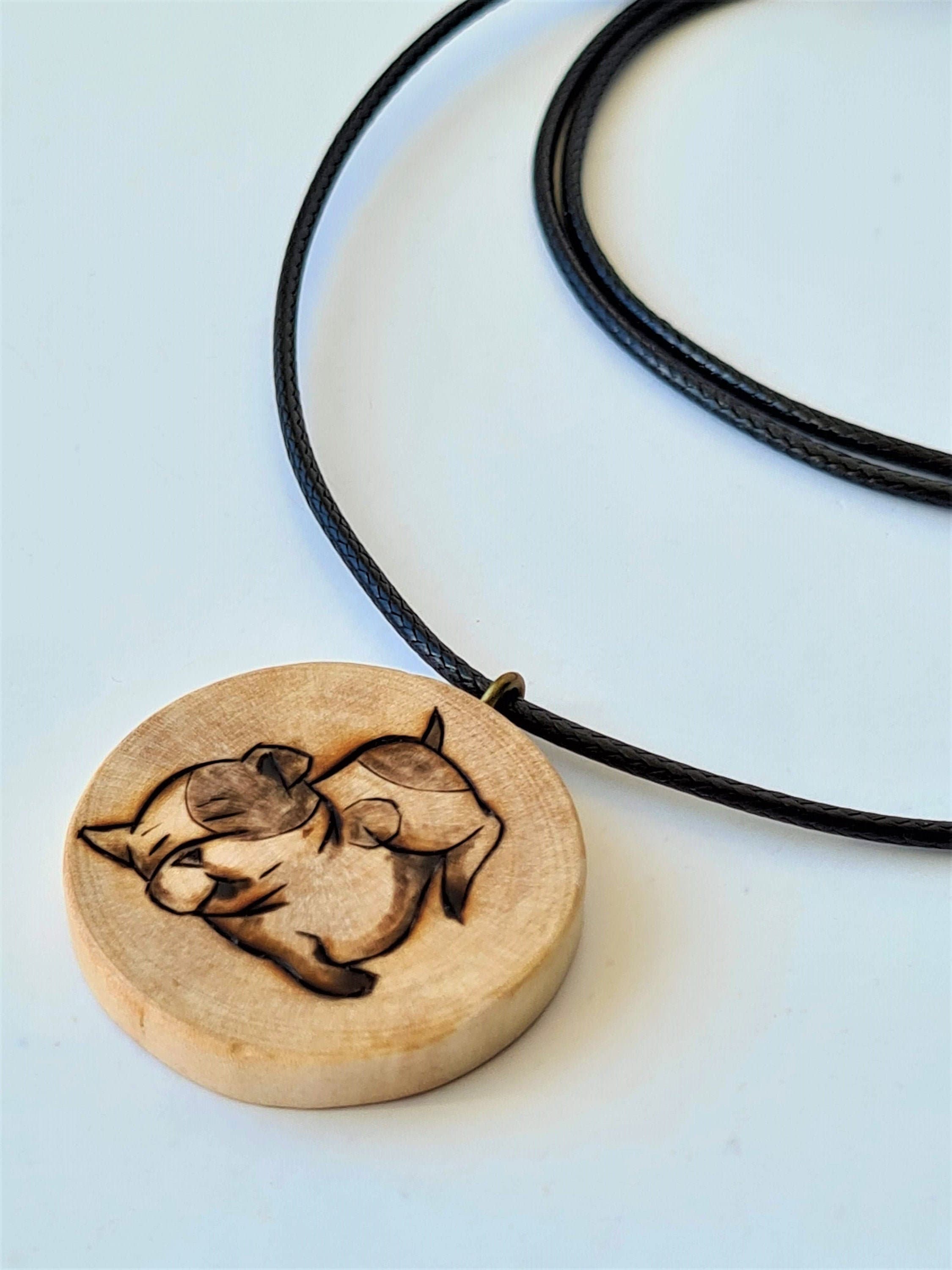 Wood Necklace. Dog Amulet. Dog Jewelry. Pyrography Pendant. Woodburning ...