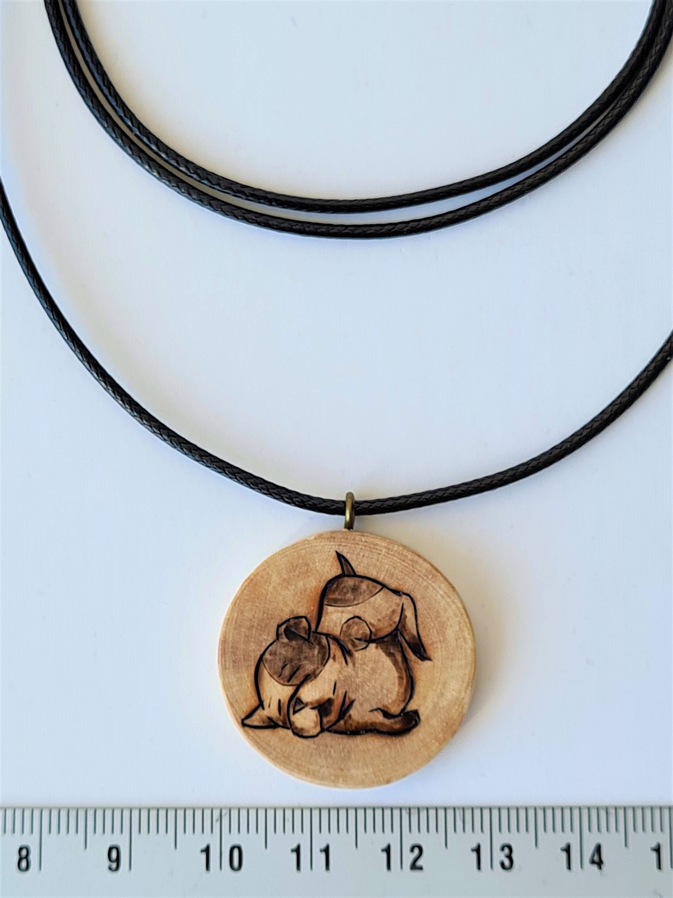 Wood Necklace. Dog Amulet. Dog Jewelry. Pyrography Pendant. Woodburning ...