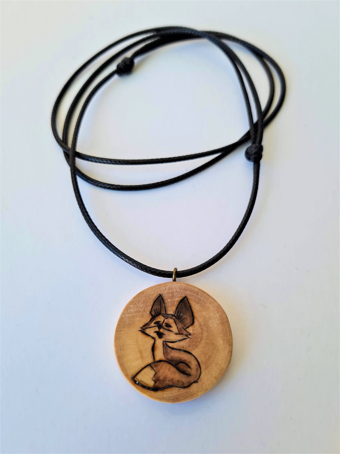 Wood Necklace. Fox Amulet. Fox Jewelry. Pyrography Pendant. - Etsy