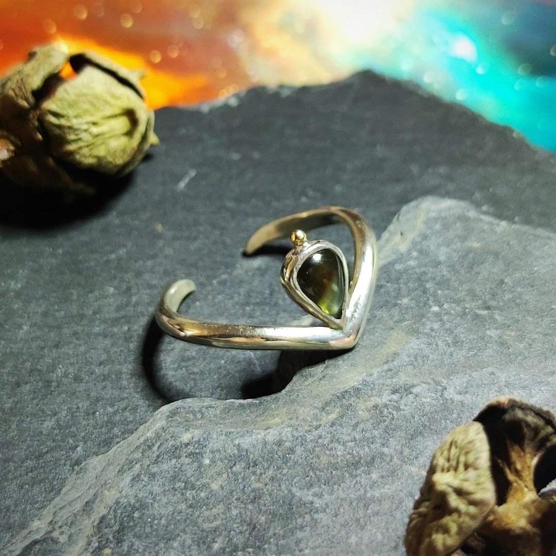 Forged Star, Silver, Gold and Natural Green/black Star Sapphire Ring ...