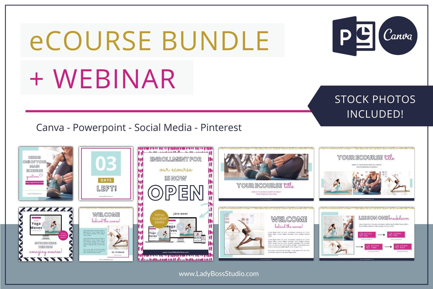 Ecourse Bundle, Ecourse Templates, Course Template, Slide Deck, Course ...
