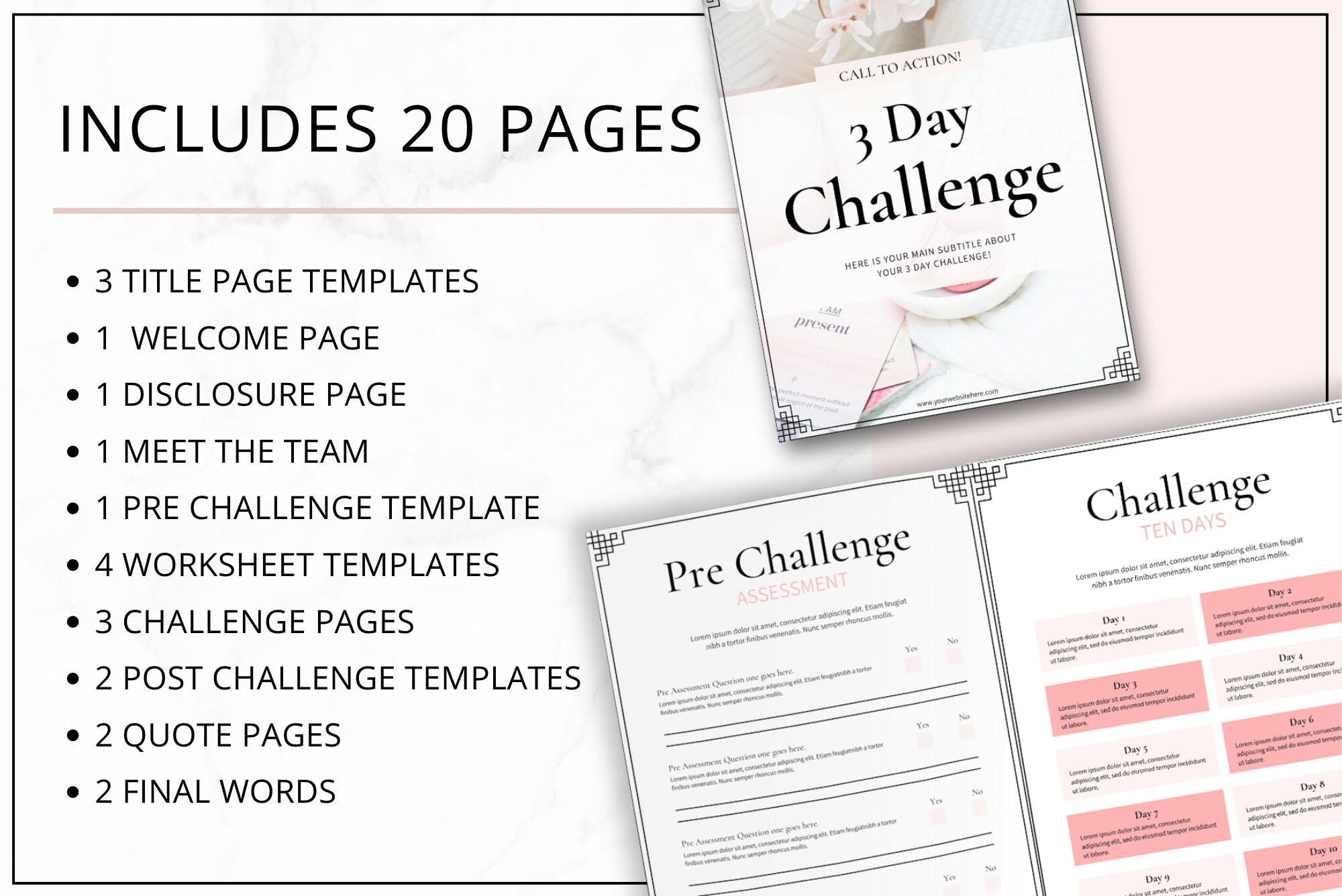 Challenge Template Lead Magnet Workbook Template Freebie - Etsy