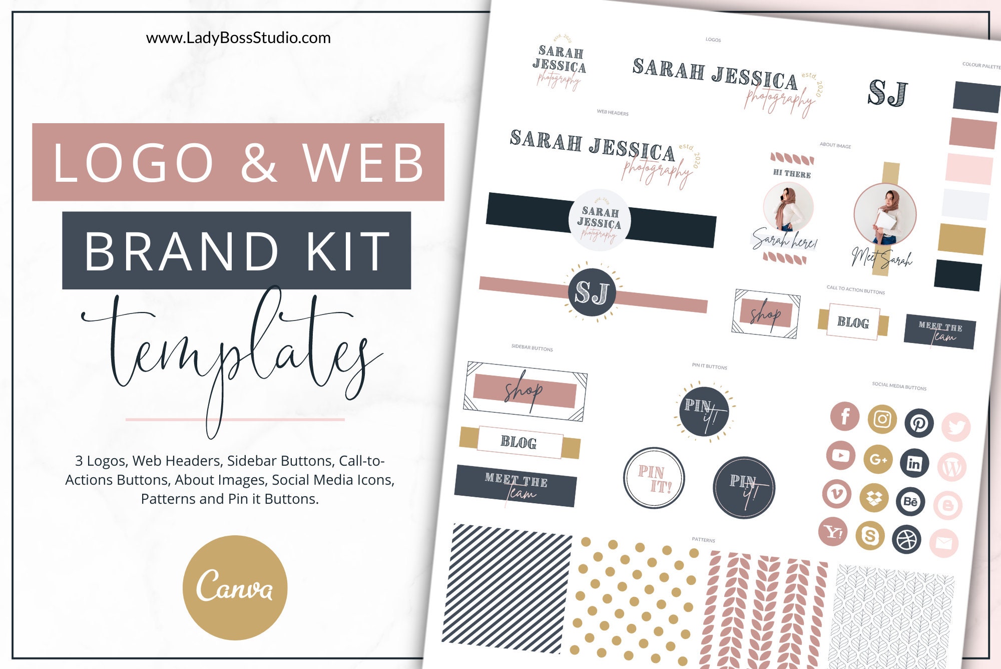 Website Branding Kit, Canva Template, Canva Logo, DIY Logo, Brand ...