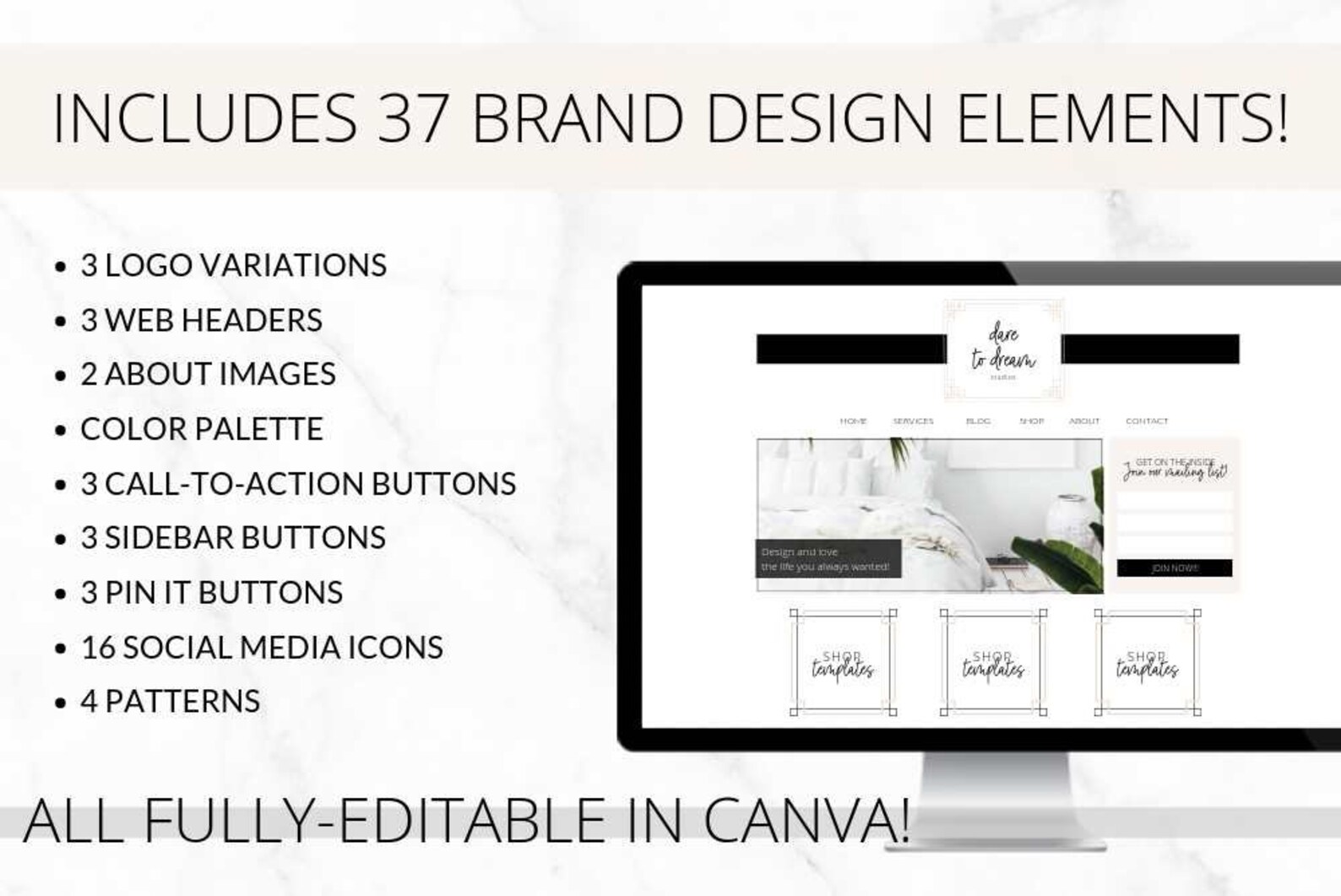 Website Branding Kit, Logo Kit, Pre-made Logo, Canva Templates, Blog ...