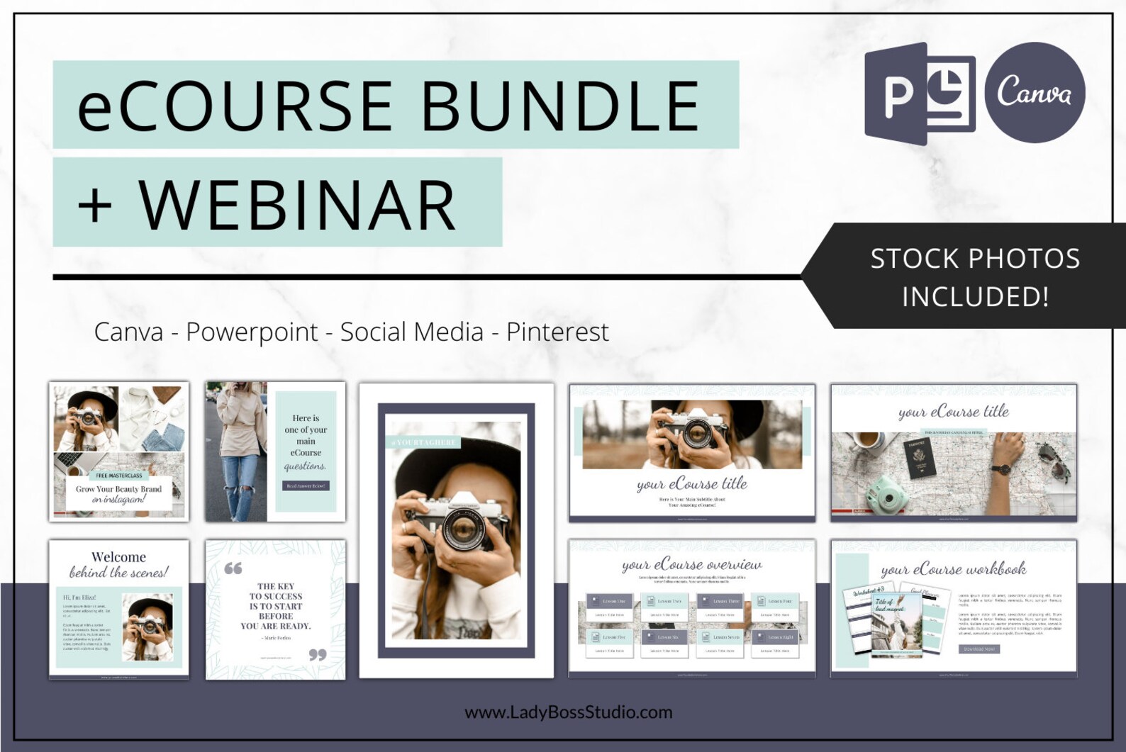 Ecourse Bundle Ecourse Templates Course Template Slide - Etsy