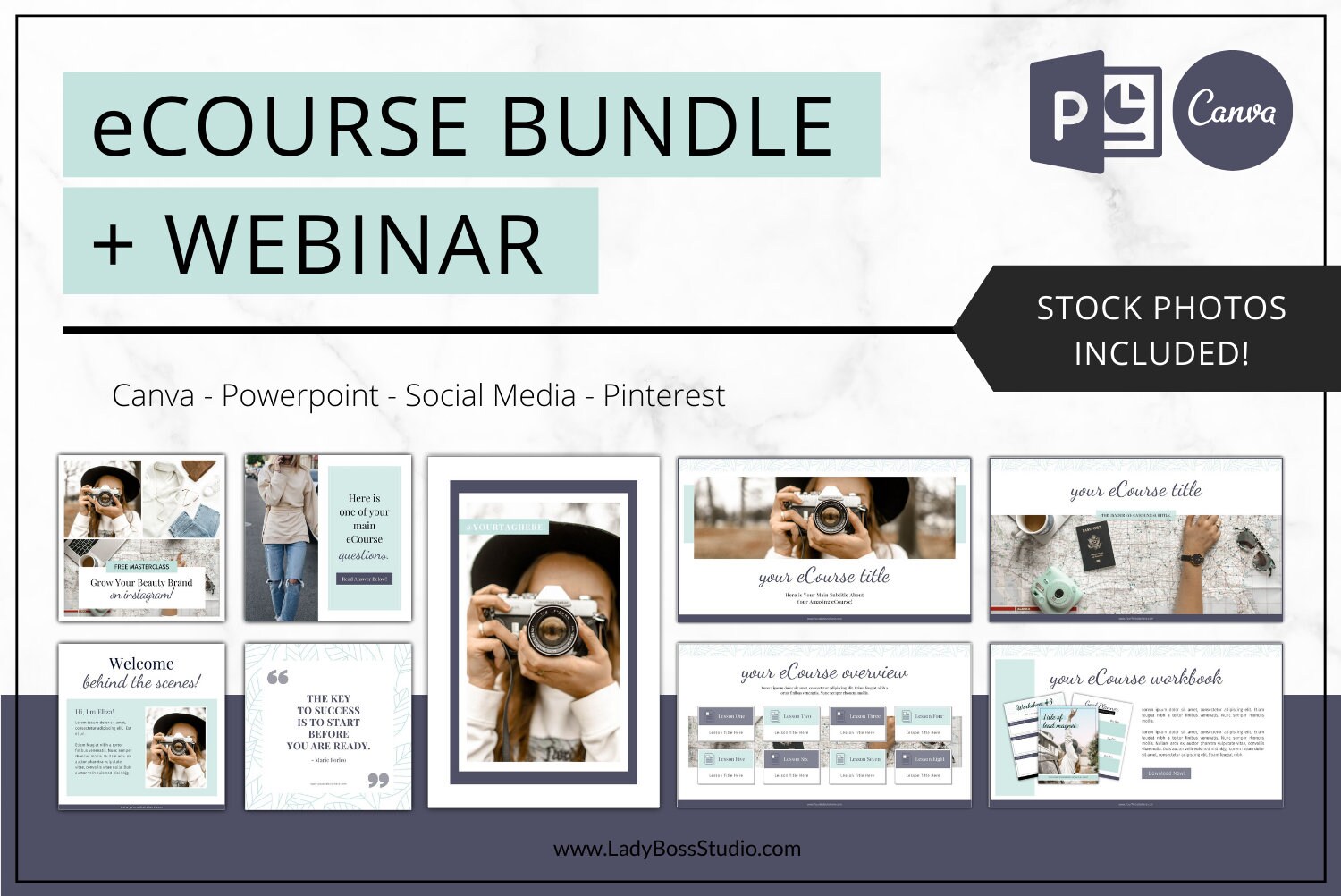 Ecourse Bundle Ecourse Templates Course Template Slide - Etsy