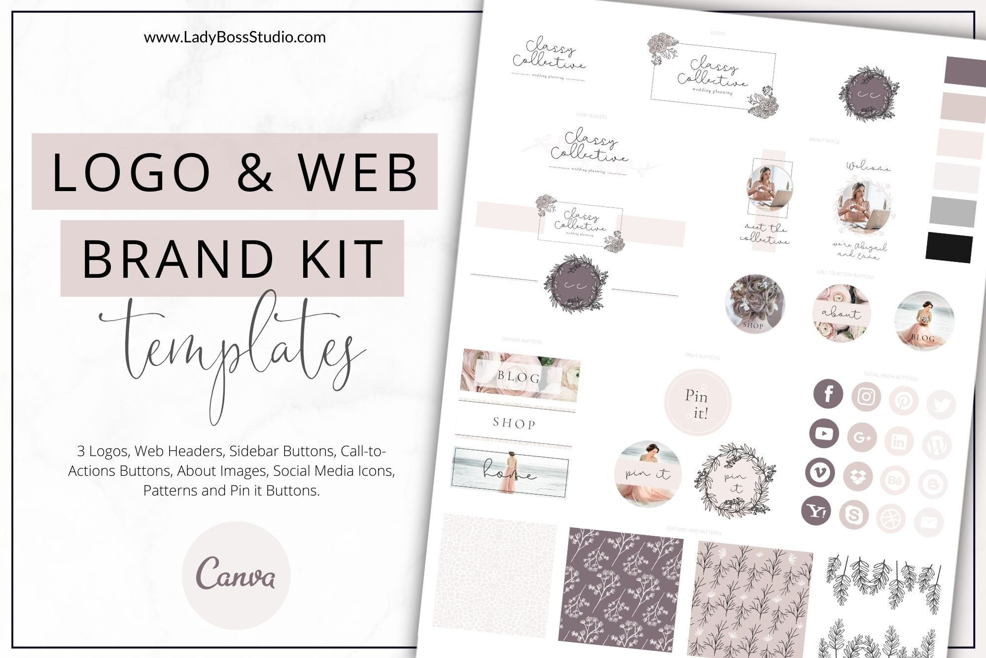 Website Branding Kit, Logo Kit, Pre-made Logo, Canva Templates, Blog ...