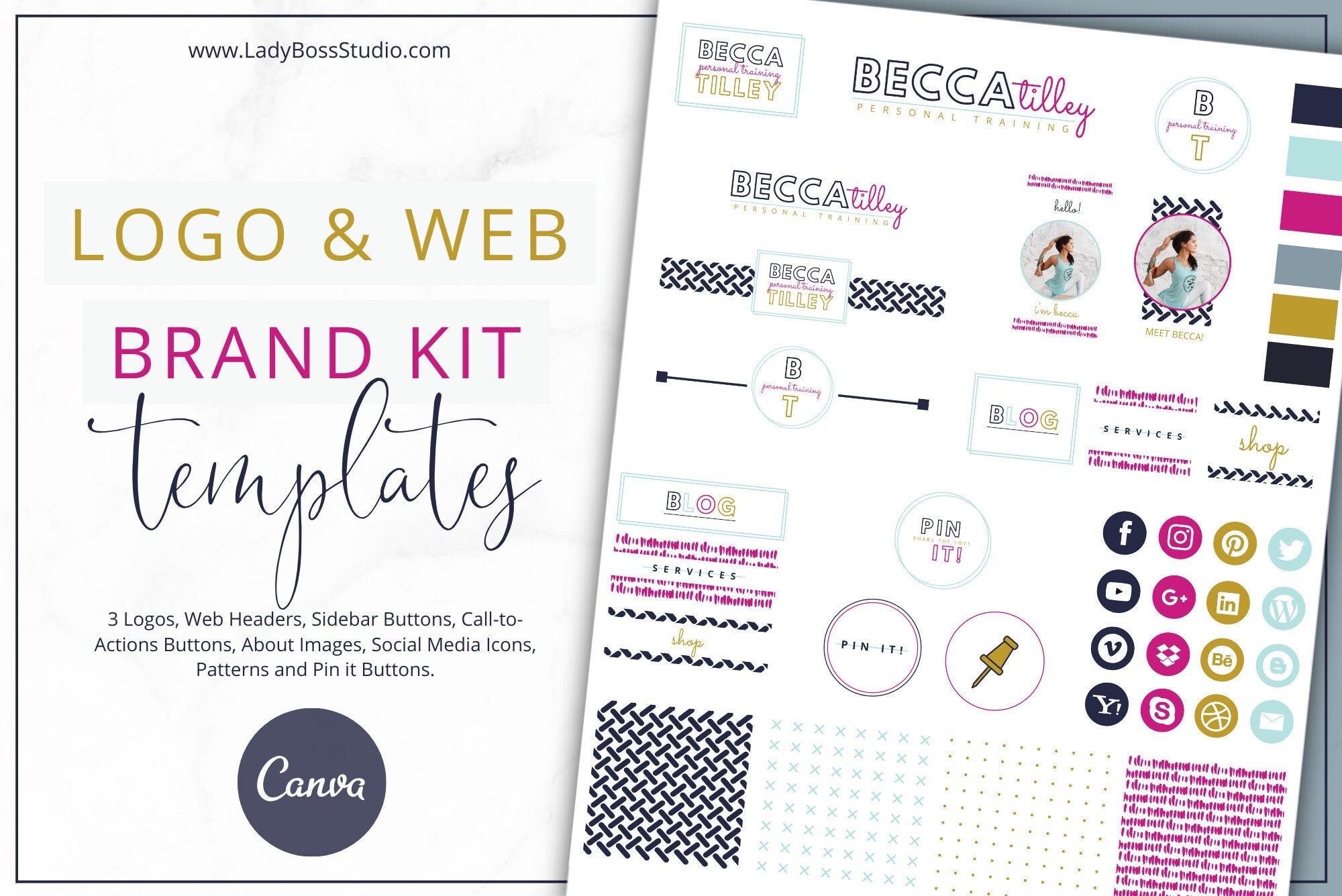 Website Branding Kit Logo Kit Pre-made Logo Canva - Etsy