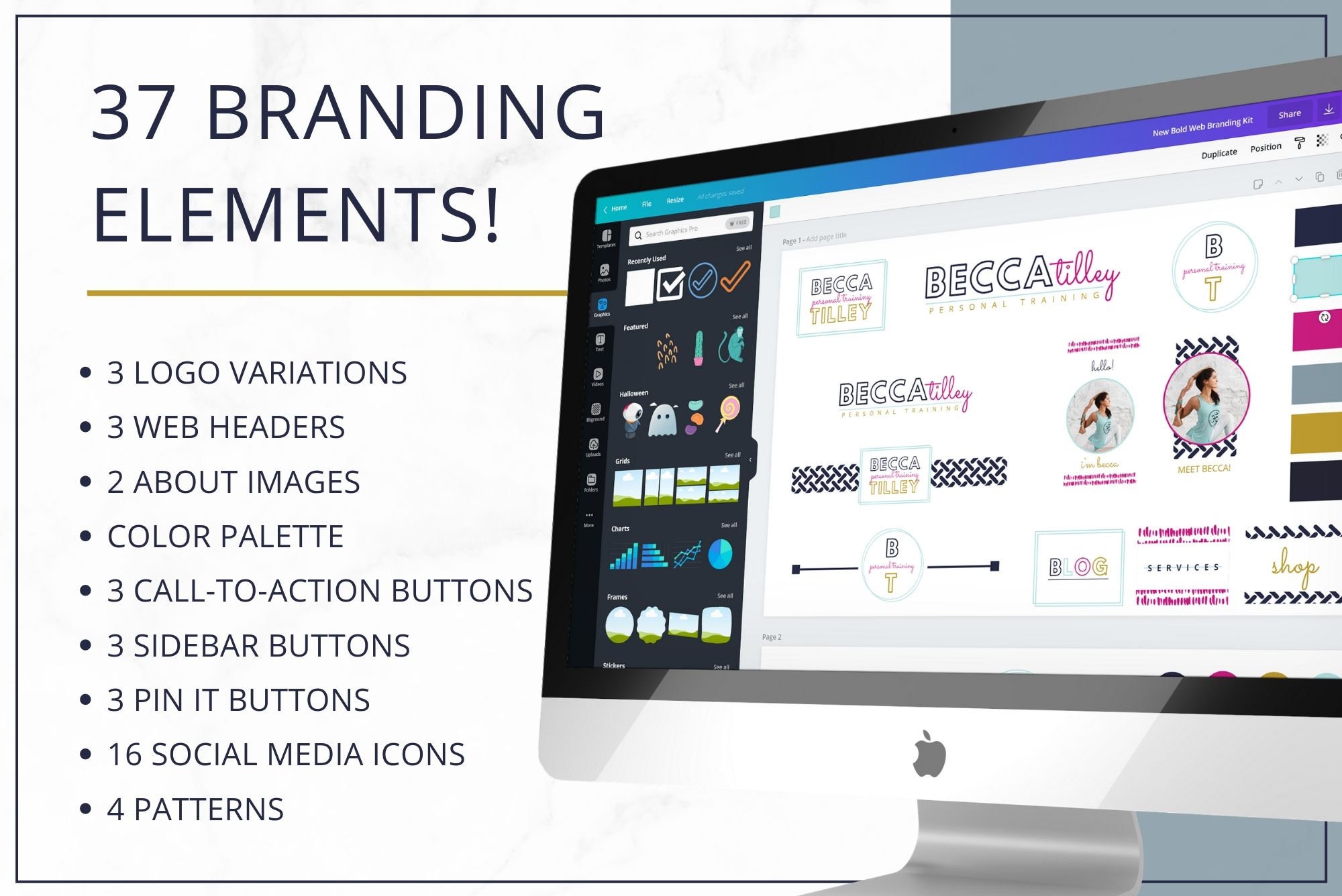 Website Branding Kit Logo Kit Pre-made Logo Canva - Etsy