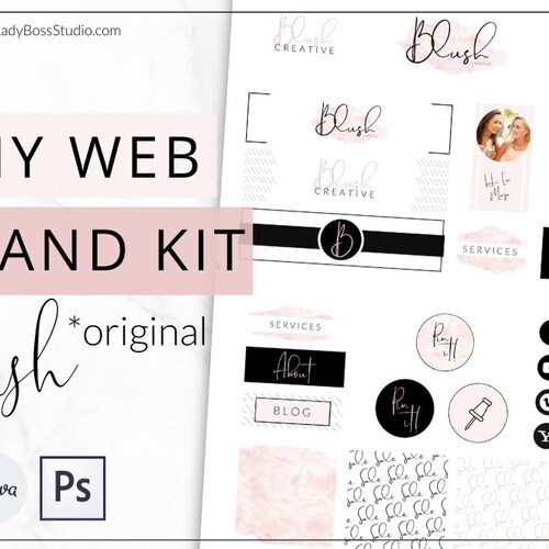 Website Branding Kit Logo Kit Pre-made Logo Canva - Etsy