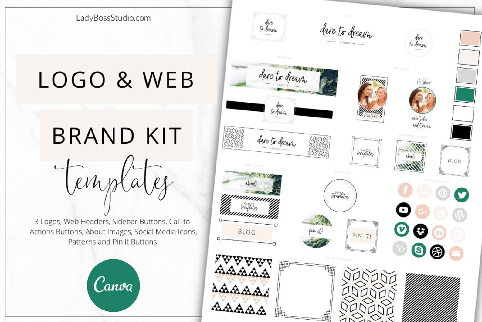 Website Branding Kit, Logo Kit, Pre-made Logo, Canva Templates, Blog ...